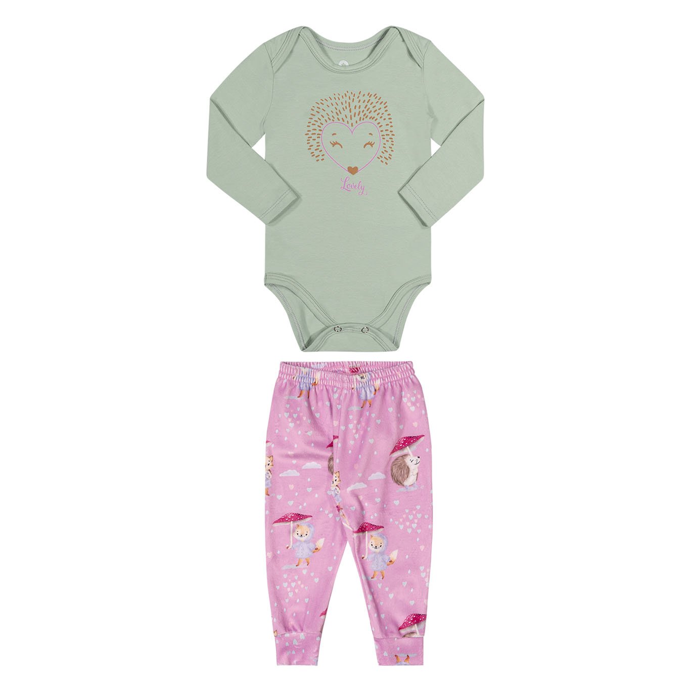 Conjunto Estampas Fofa em Puff Bebê Menina Alenice
